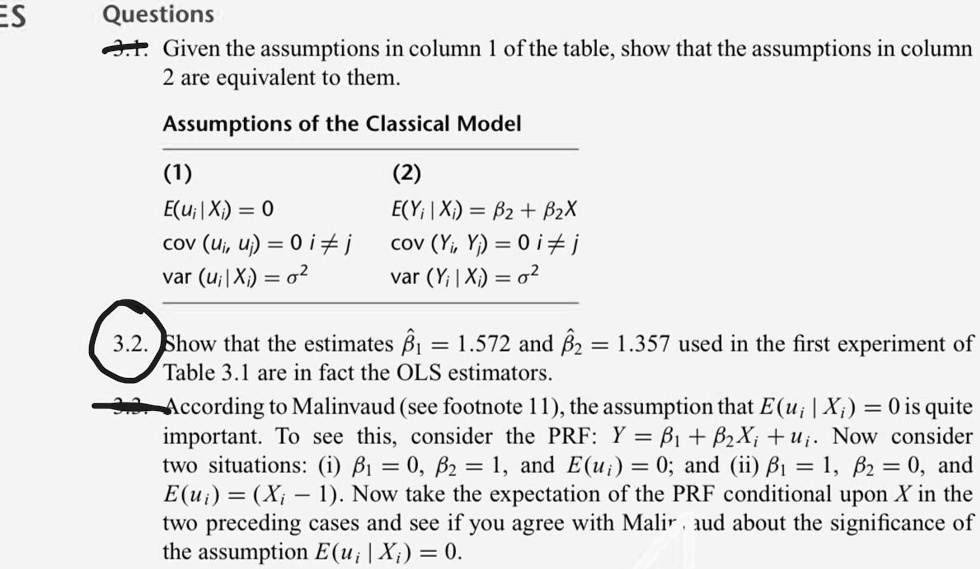 s questions 3 given the assumptions in column 1 ofthe table show that the assumptions in column ...