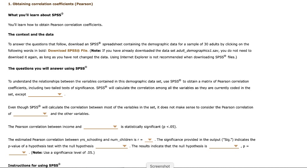 SOLVED: 1. Obtaining correlation coefficients (Pearson) What you SOLVED: 1. Obtaining correlation coefficients (Pearson) What you