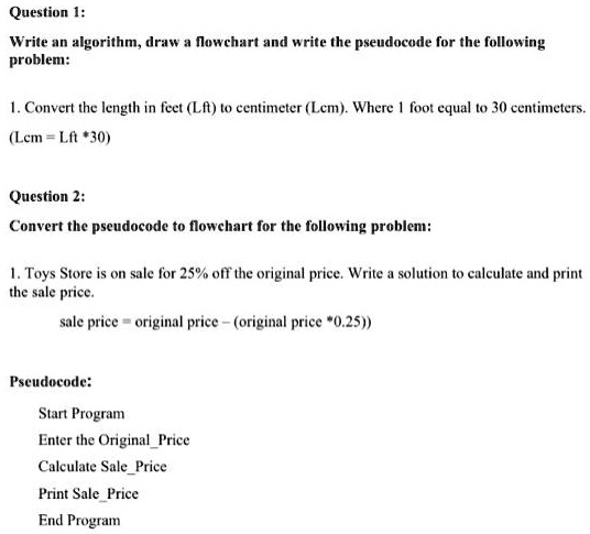 Solved Texts Question 1 Write An Algorithm Draw A Flowchart And Write The Pseudocode For