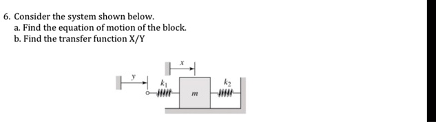 SOLVED: 6. Consider the system shown below. a. Find the equation of motion of the block b.Find ...