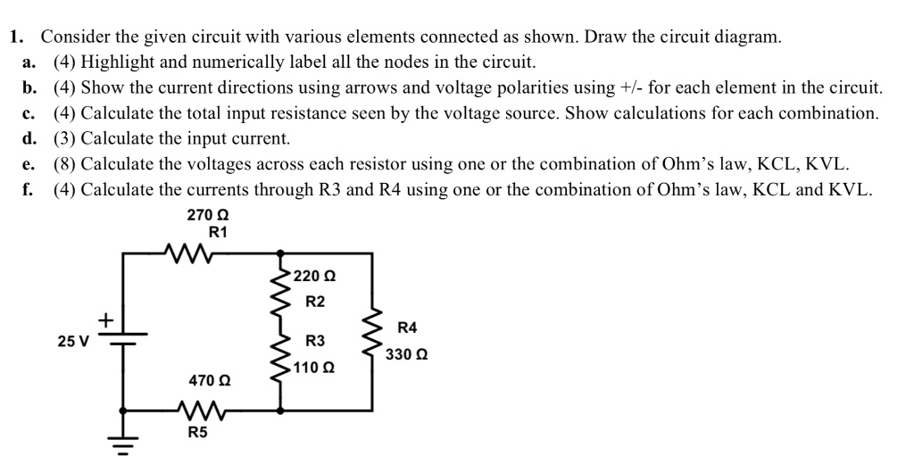 1. Consider the given circuit with various elements connected as shown ...