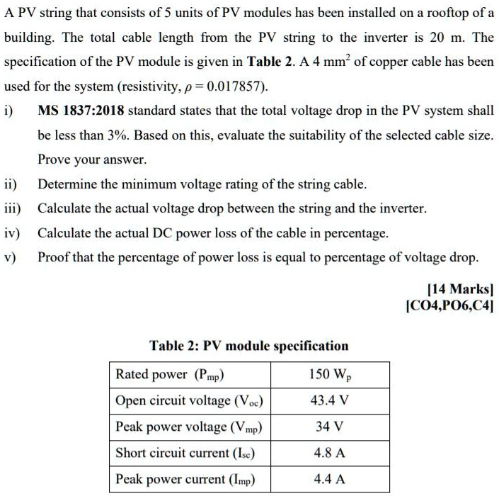 SOLVED: A PV string that consists of 5 units of PV modules has been ...