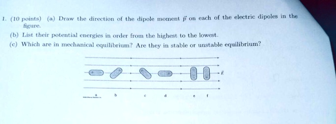 1. (10 points) (a) Draw the direction of the dipole moment p⃗ on each ...