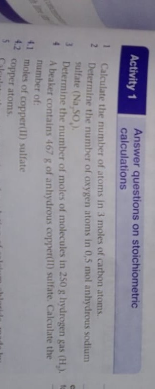 Activity 1 Answer questions on stoichiometric calculations 1 Calculate ...