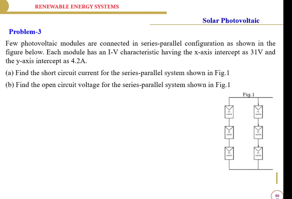 RENEWABLE ENERGY SYSTEMS Solar Photovoltaic Problem-3 A few ...