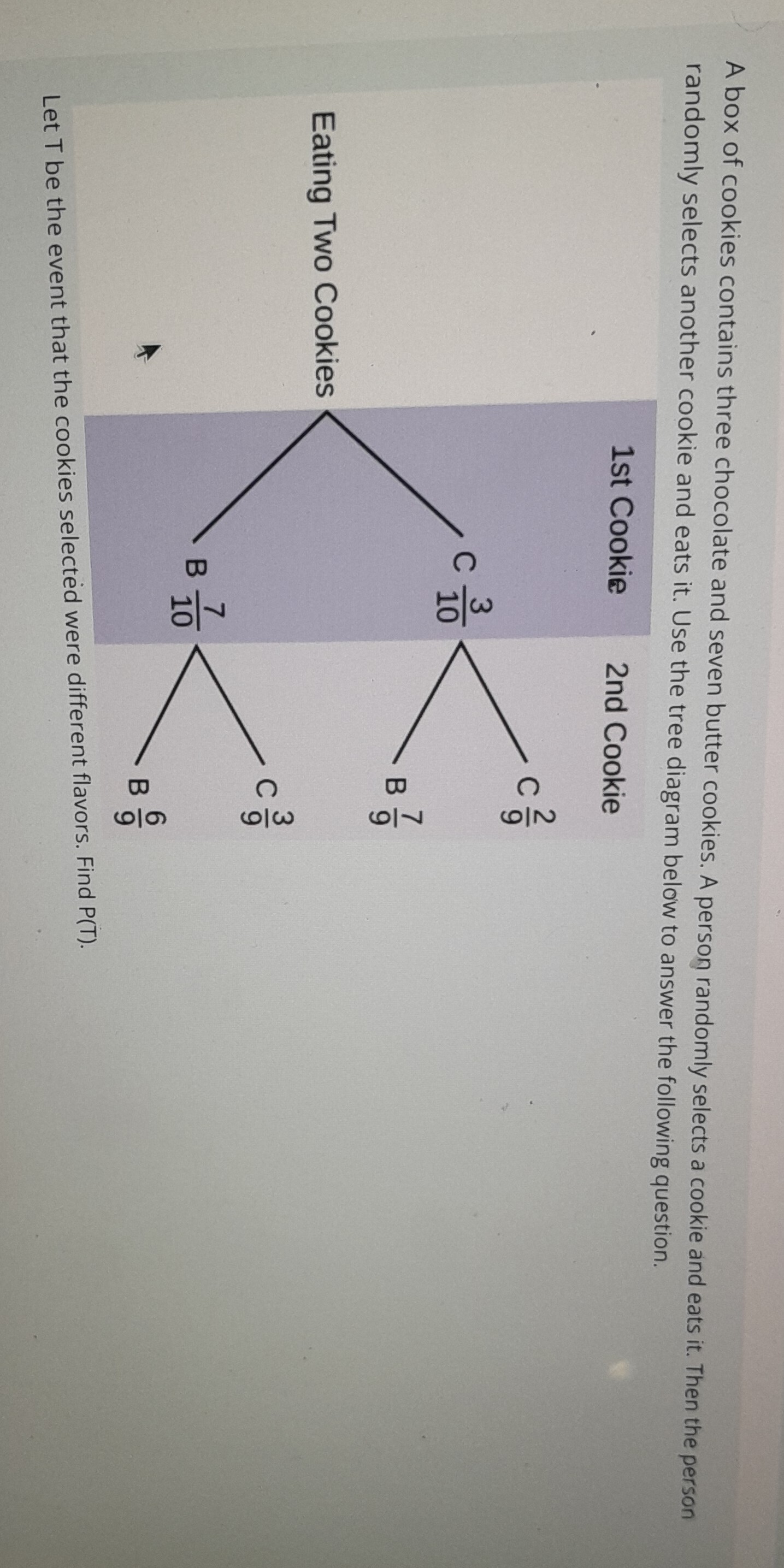 a box of cookies contains three chocolate and seven butter cookies a ...