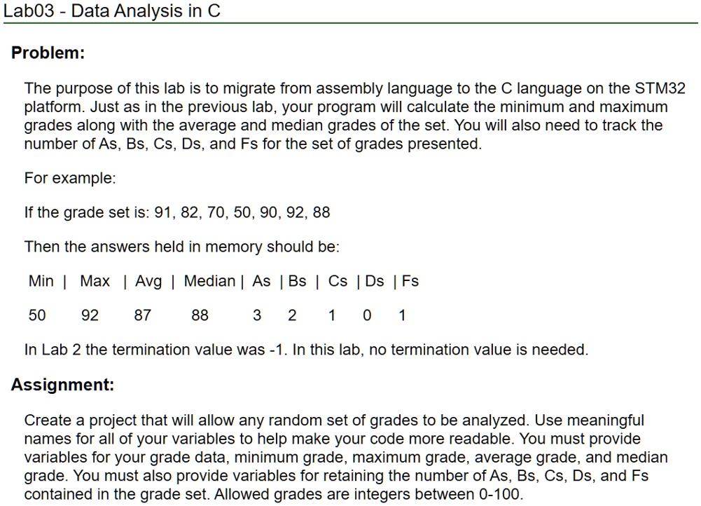 SOLVED: Need this in STM System Workbench, results stored in memory. No printf statements. Thank ...