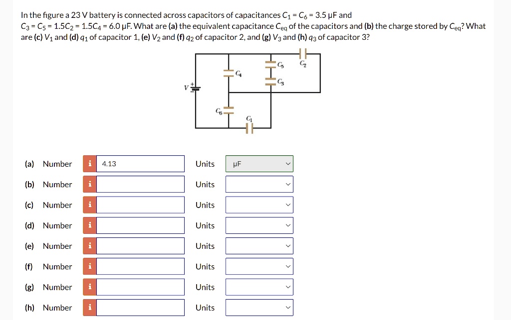 SOLVED: In the figure 23 V battery is connected across capacitors of capacitances C1 Cb 3.5 UF ...