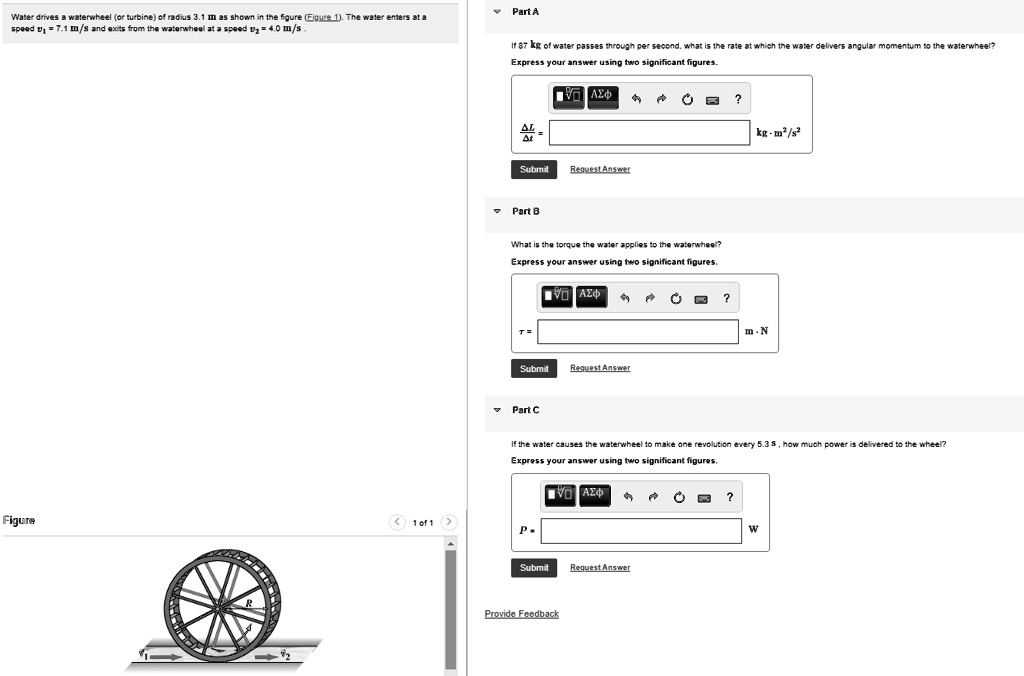 Water drives a waterwheel or turbine of radius 31 m as shown...