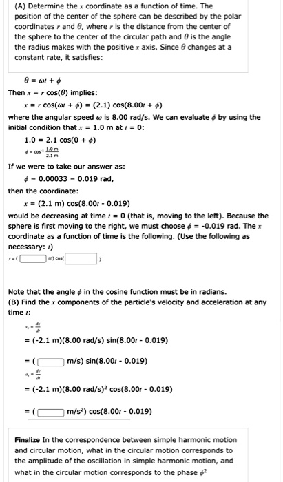 Solved Determin Coordinate Function Ume Position Of The Center Of The