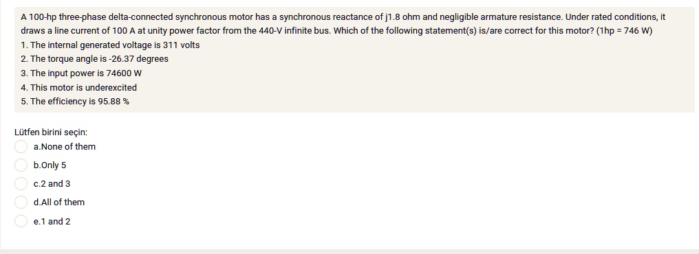SOLVED: Texts: A 100-hp three-phase delta-connected synchronous motor has a synchronous ...