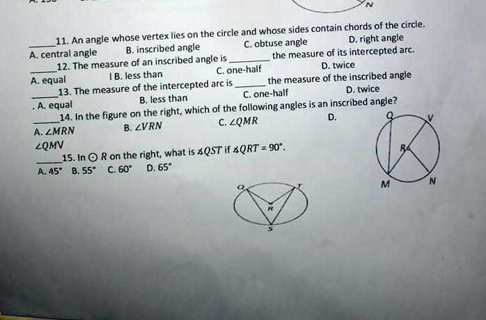 SOLVED: Sides contain chords of the circle. An angle whose vertex lies on the circle can be an ...