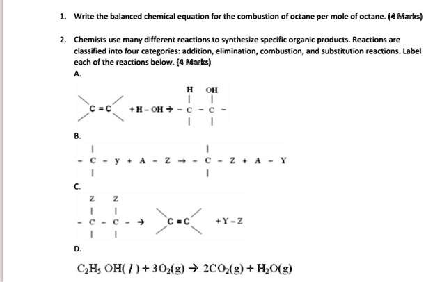 SOLVED: Chemists use many different reactions to synthesize specific ...