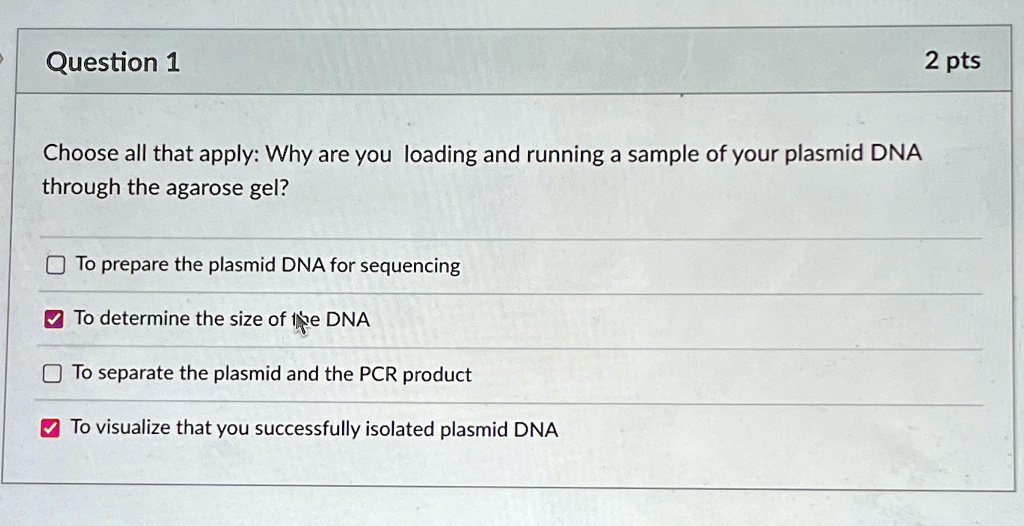 SOLVED: Question 1 2 pts Choose all that apply: Why are you loading and running a sample of your ...