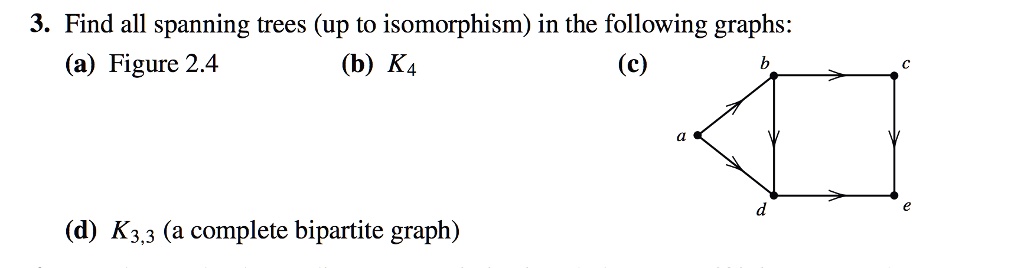 3 find all spanning trees up to isomorphism in the following graphs a ...