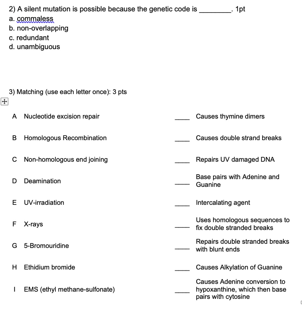 SOLVED:2) A silent mutation is possible because the genetic code is ...