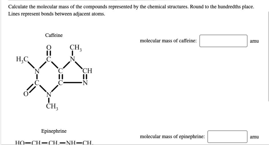 calculate the molecular mass of the compounds represented by the ...
