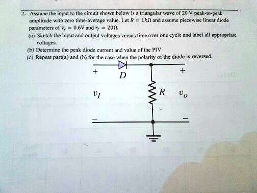 2- Assume the input to the circuit shown below is a triangular wave of ...