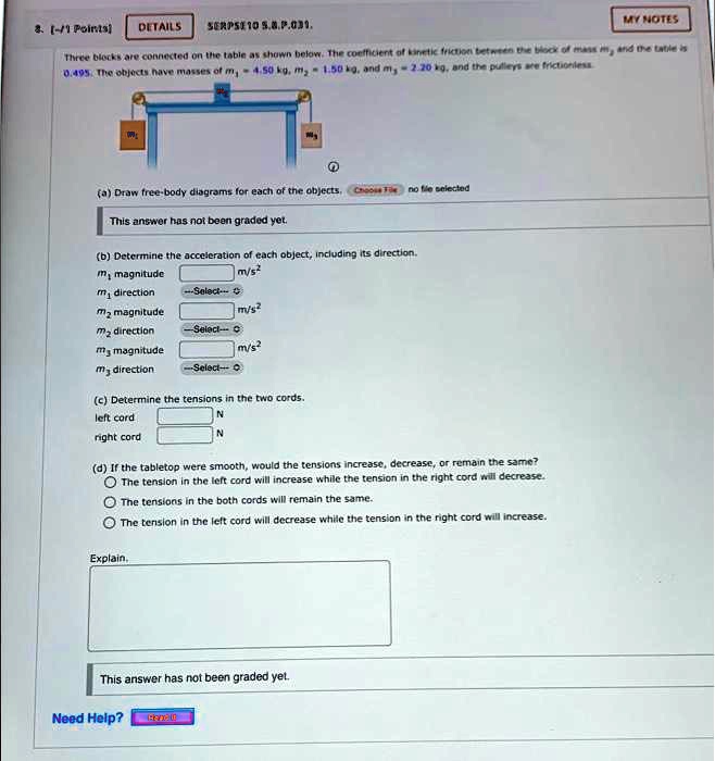 SOLVED: DETAILS SPS10SP.. MYNOTES [-/1 Points] Three blocks are ...