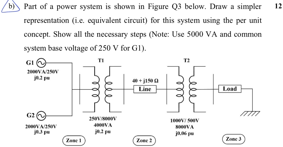 SOLVED: b) Part of a power system is shown in Figure Q3 below. Draw a simpler representation (i ...