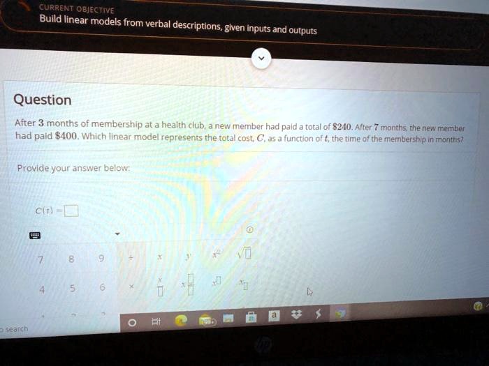 current objective build linear models from verbal descriptions glven inputs and outputs question ...