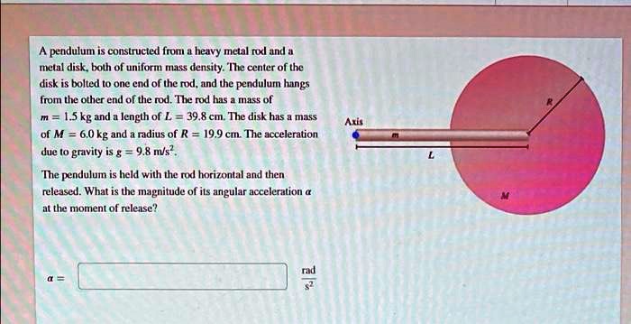 SOLVED: A pendulum constructed from heavy metal rod and a metal disk, both of uniform mass ...