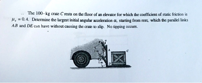 SOLVED: The 100- kg crate C rests on the floor of an elevator for which the coefficient of ...