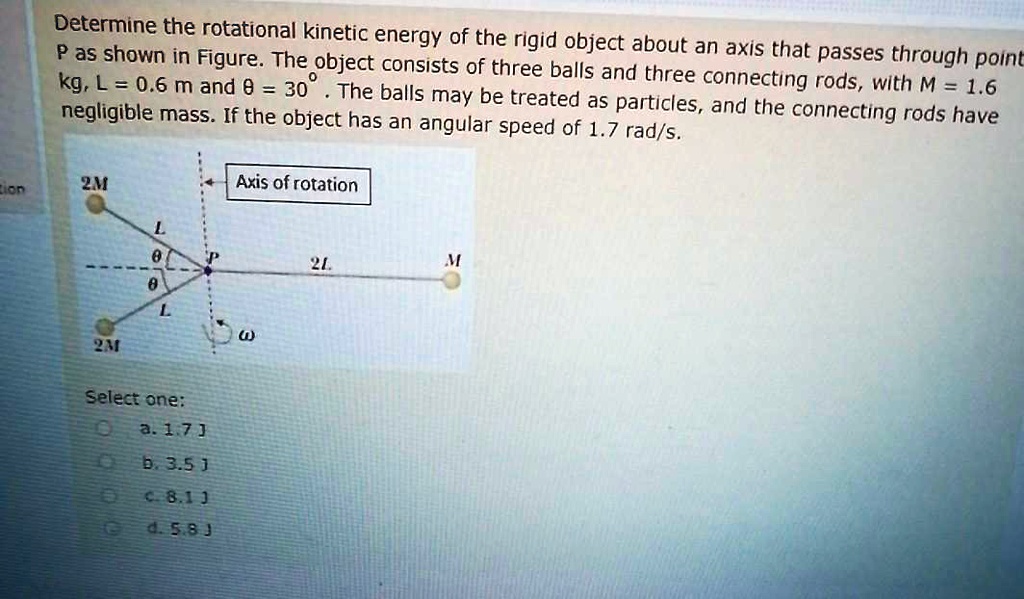 SOLVED: Determine the rotational kinetic energy of the rigid object about an axis that passes ...