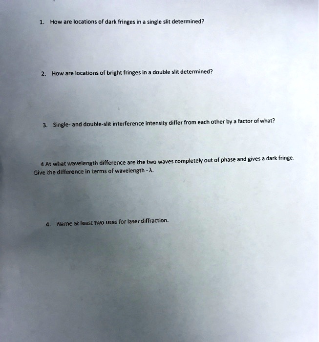 SOLVED:How are locations of dark fringes in single slit determined? How ...