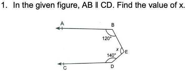 SOLVED: 'In the given figure, AB ǁ CD. Find the value of x.' SOLVED: 'In the given figure, AB ǁ CD. Find the value of x.'