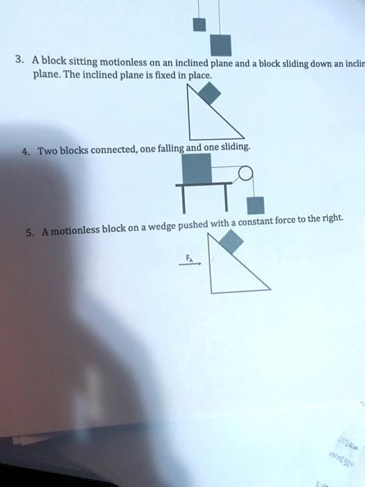 a block sitting motionless on an inclined plane and block sliding down an inclir plane the ...