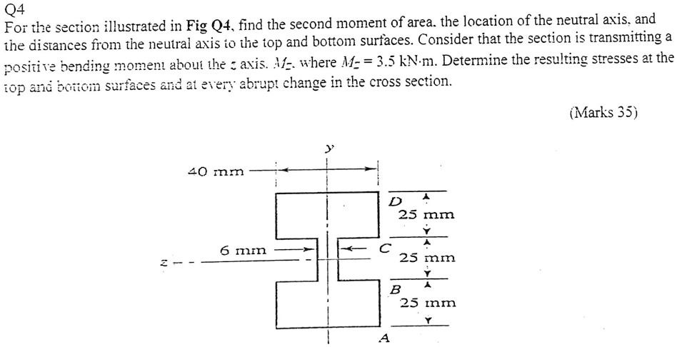 SOLVED: Q4 For the section illustrated in Fig Q4, find the second ...