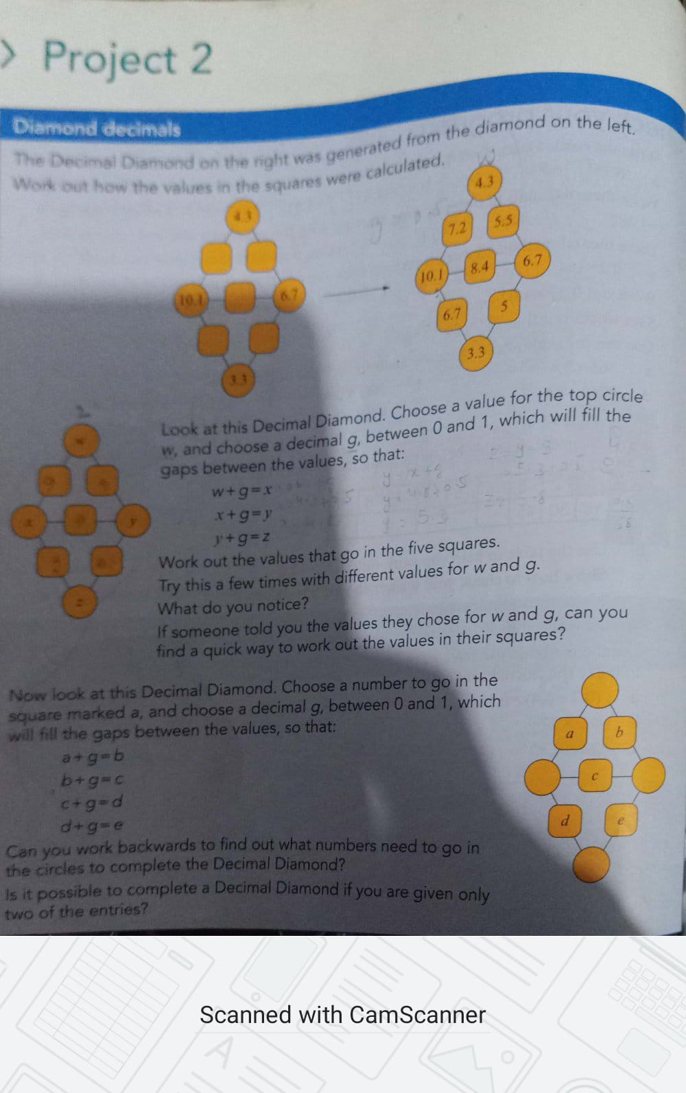 Project 2 Diamond decimals The Decimai Damond on the right was ...