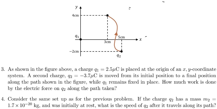 SOLVED: 4cm Scm 3cm Zcm 92 As shown in the figure above; a charge q1 2.5pC is placed at the ...
