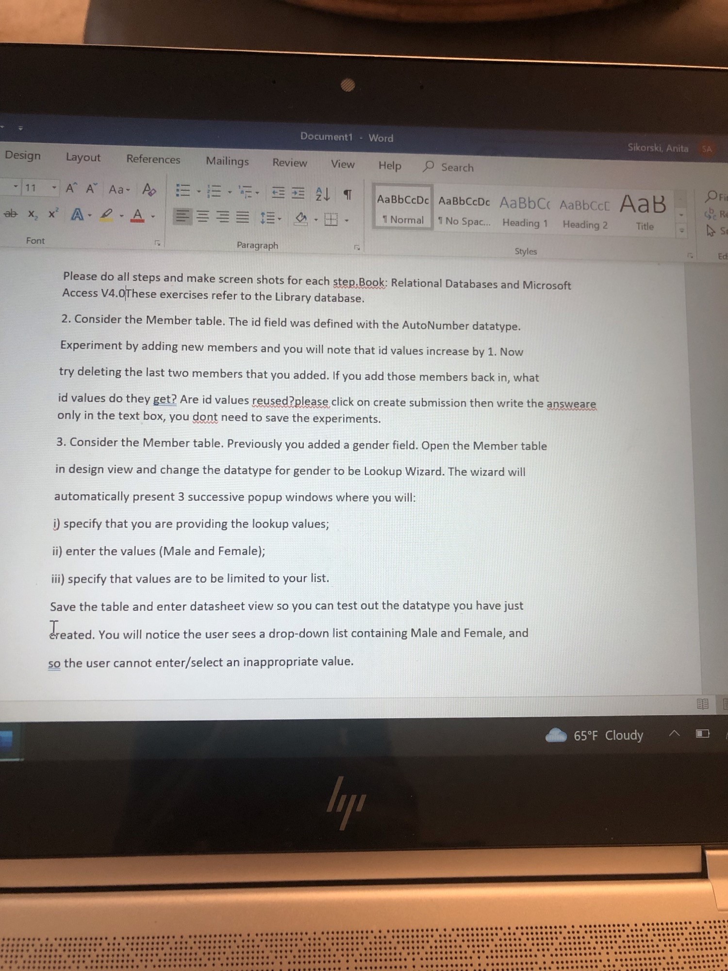 SOLVED: Document1 - Word Please do all steps and make screen shots for ...
