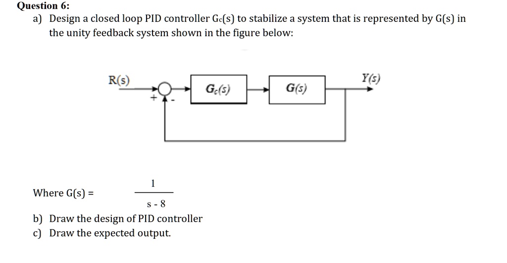SOLVED: Question 6: a) Design a closed loop PID controller Gc(s) to ... SOLVED: Question 6: a) Design a closed loop PID controller Gc(s) to ...