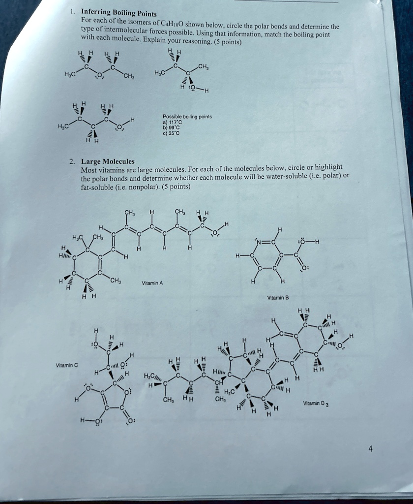 1 inferring boiling points for each of the isomers of c4h10o shown below circle the polar bonds ...