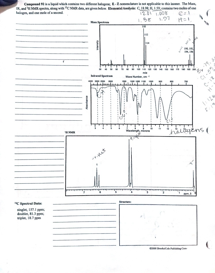 compound 92 is a liquid which contains two different halogens z ...