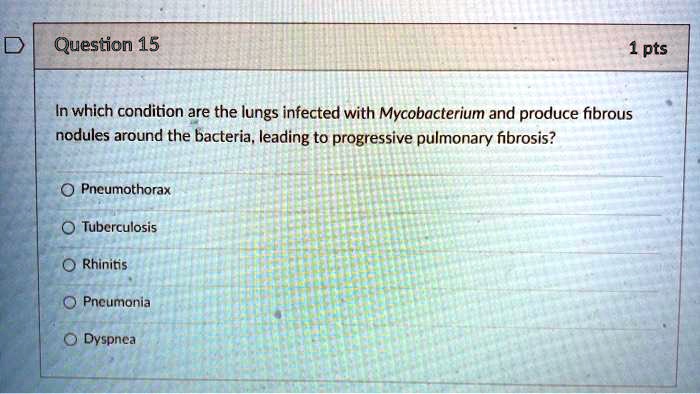 SOLVED: In which condition are the lungs infected with Mycobacterium ...