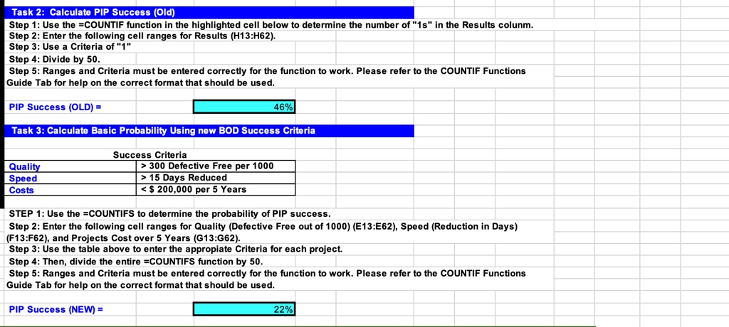 task 2 calculato pip succoss old step 1 use the countif function in the ...