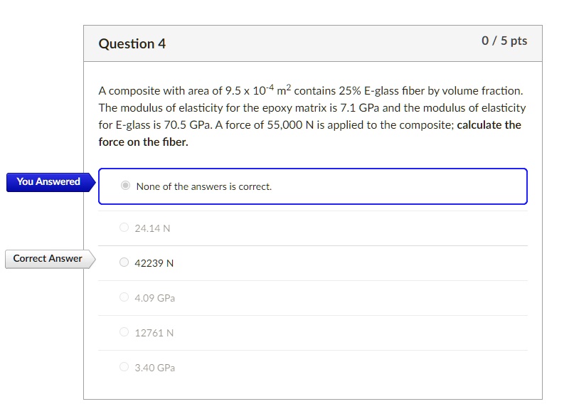 SOLVED: A composite with an area of 9.5 x 10^-4 m^2 contains 25% E-glass fiber by volume ...