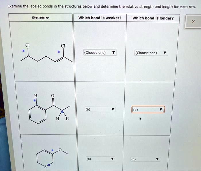 SOLVED: Examine the labeled bonds in the structures below and determine ... SOLVED: Examine the labeled bonds in the structures below and determine ...