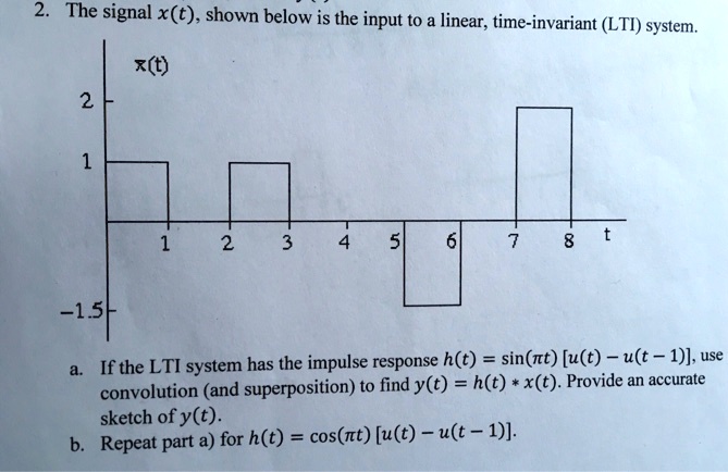 SOLVED: 2.The signal x(t, shown below is the input to a linear, time-invariant LTI system. x(t ...