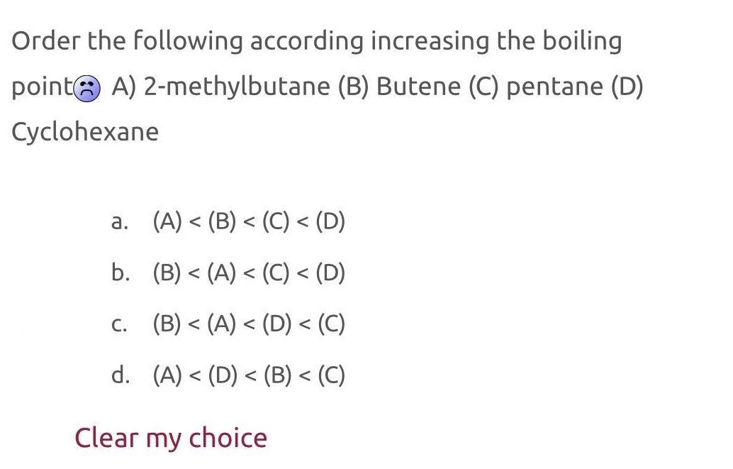 order the following according increasing the boiling point a 2 ...