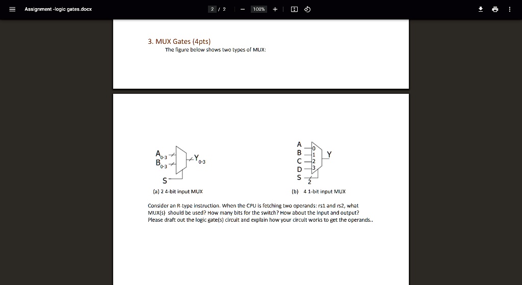 SOLVED: Title: MUX Gates and Logic Circuits for Operand Selection in R ...