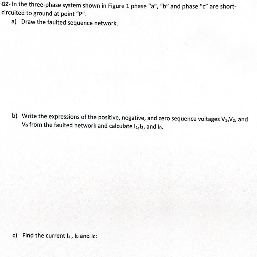 Q2- In the three-phase system shown in Figure 1 phase ä,̈ b̈änd phase c̈äre short- circuited to ...