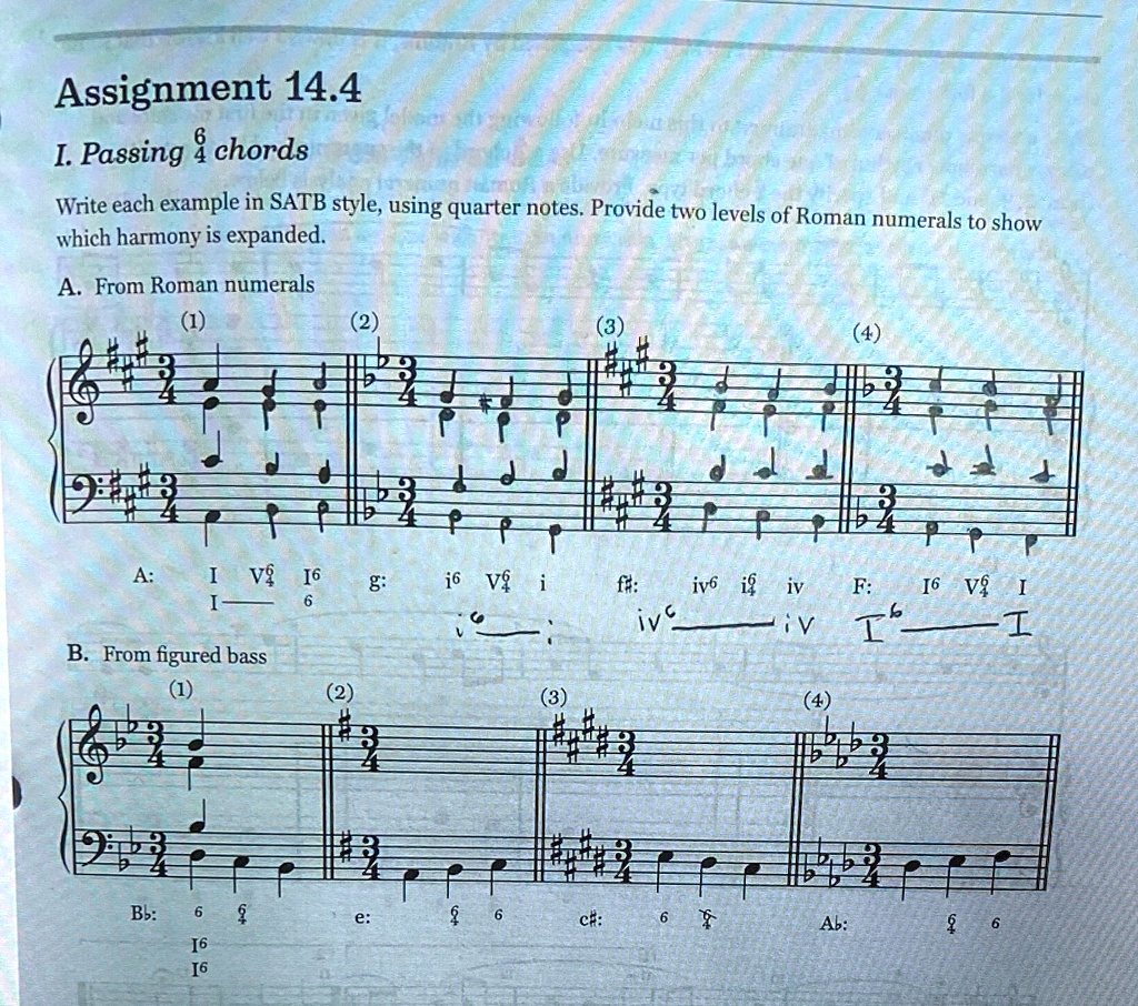 what is passing 64 chords from figured base assignment 144 i passing ...