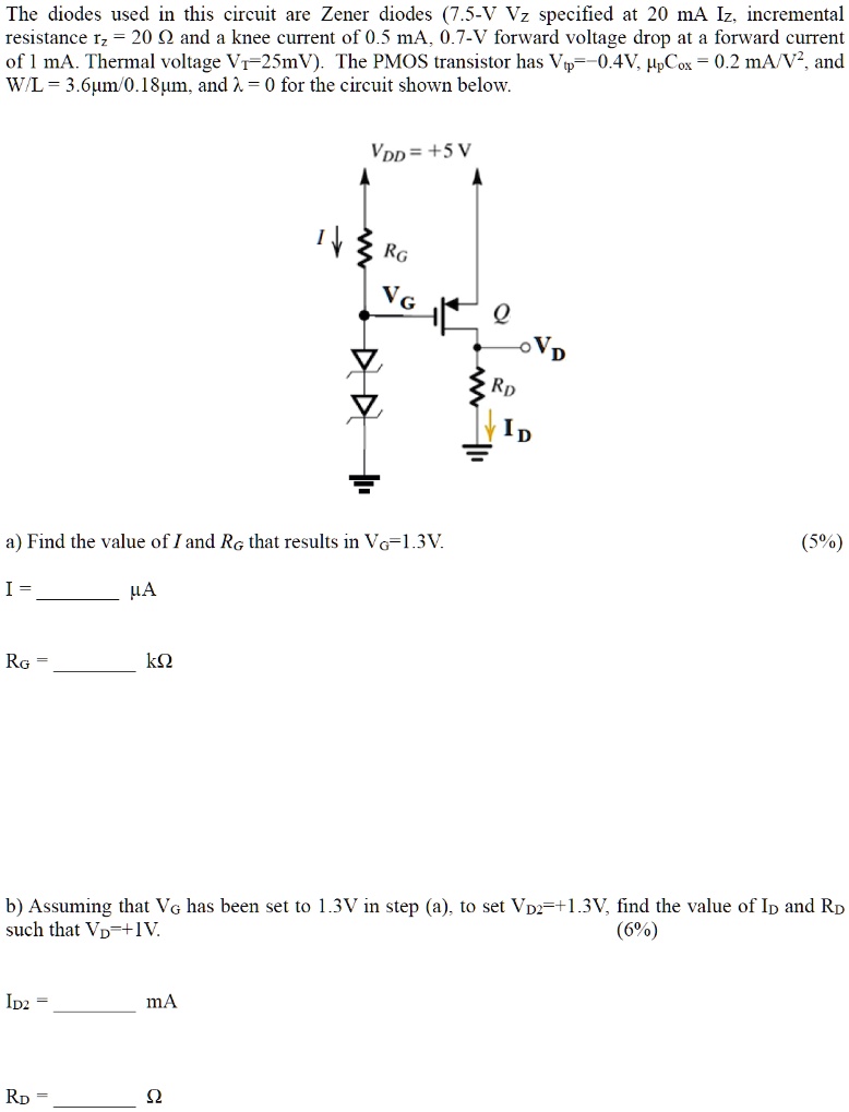 SOLVED: The diodes used in this circuit are Zener diodes 7.5-V Vz ...