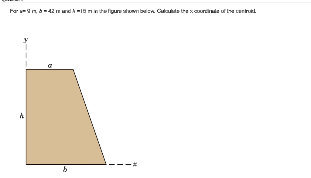 SOLVED: For a= 9 m, b = 42 m and h =15 m in the figure shown below. Calculate the x coordinate ...