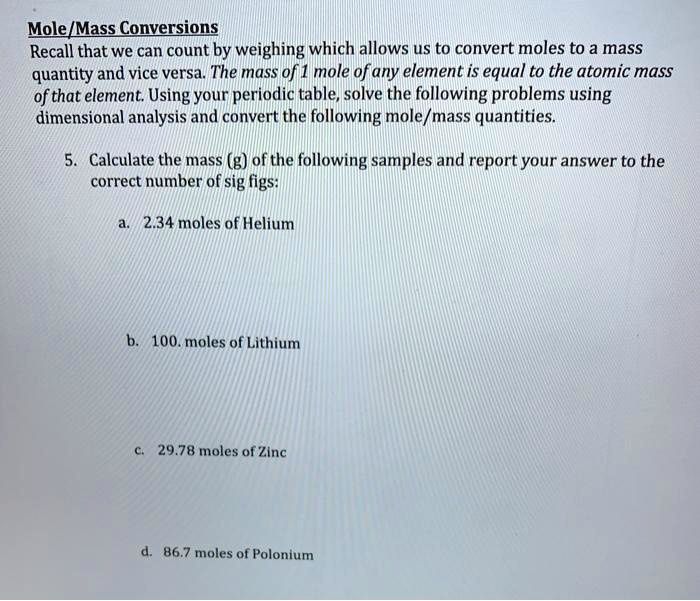 Mole/Mass Conversions Recall that we can count by weighing...